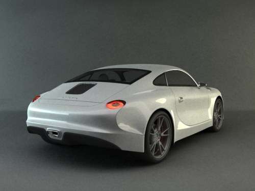 Visionary digital model of 356 Porsche Coupe - Rear Angled View ...